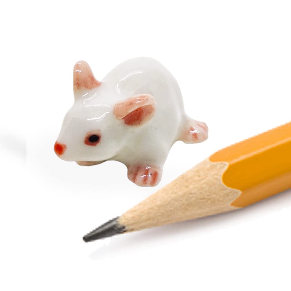 Amazon.com: WitnyStore Tiny ¾ Inch White Big Ears Mouse Crouching ...