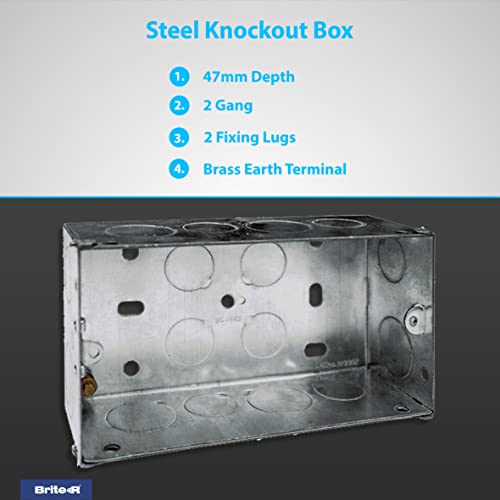 10x Pack 2 Gang Double 47mm Metal Back Box Electrical Socket Switch ...