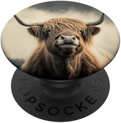 Amazon.com: Funny Highland Cow Smiling Art Graphic Aesthetic PopSockets ...