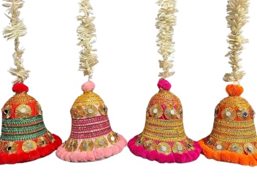 Amazon.com: Handmade Chameli & Yellow Bell Pom Pom Dangler Strings ...