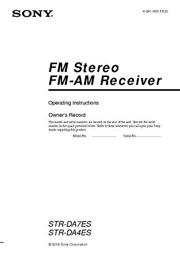 Instruction Manual for Sony STR-7015 amplifier/receiver Owners ...