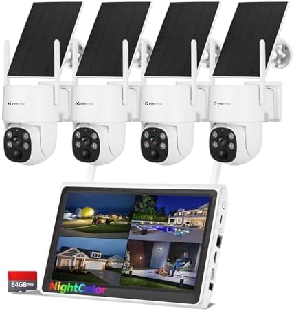 Amazon.com : YEEWISE NightColor Solar Security Camera System Outdoor ...