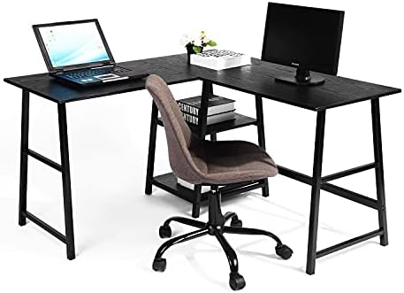 Amazon.com: FurnitureR L-Shaped Computer Desk Gaming Desk with 2 ...