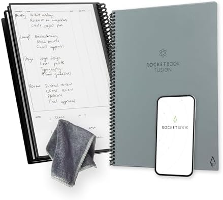 Rocketbook Fusion Reusable Undated Productivity Planner, Letter Size 21 ...