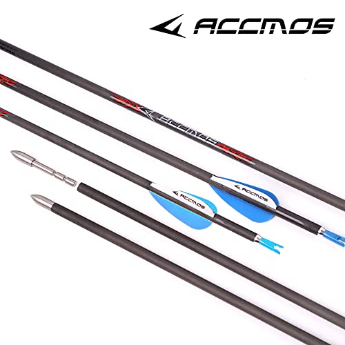 ACCMOS Archery Pure Carbon Arrow Spine 300 350 400 500 600 700 800 900 ...