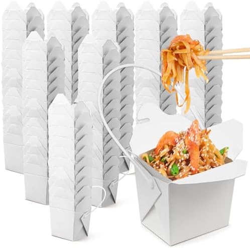 100 Packs Chinese Take out Box 8 oz Takeout Food Containers with Handle ...