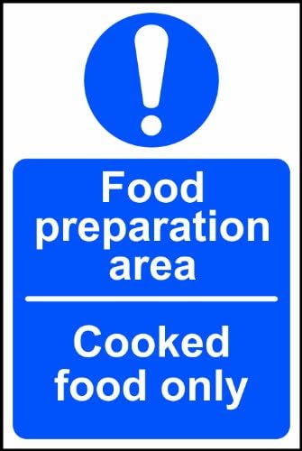 Food preparation area Cooked food only - Safety Label - Self Adhesive ...