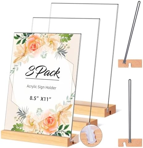 PPH-Sisy Acrylic Sign Holder 8.5x11, Clear Table Display Stand With ...