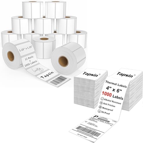 Amazon.com : Tapsin 2.25 x 1.25 inch 12000 Thermal Labels 12 Rolls for ...