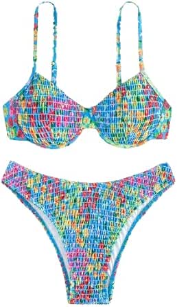 Amazon.com: WDIRARA Women's 2 Piece Swimsuits String Triangle Floral ...