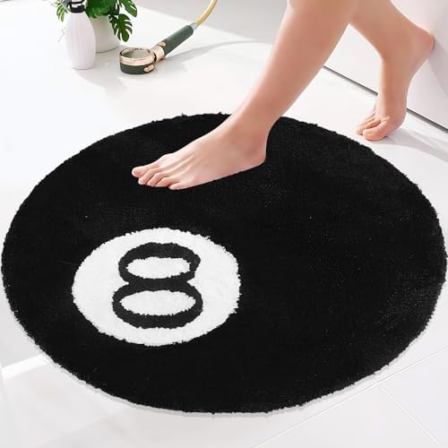 Lotvic 8 Ball Rug, 60cm Circle Rug, Black Round Tufting Soft Rug, Anti ...