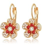 Amazon.com: EVEVIC Rose Flower Necklace Earrings Set for Women 18K Gold ...