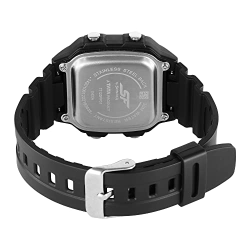 SF Hexa Digital Black Polyurethane Strap Watch for Unisex - NT77123PP01 ...