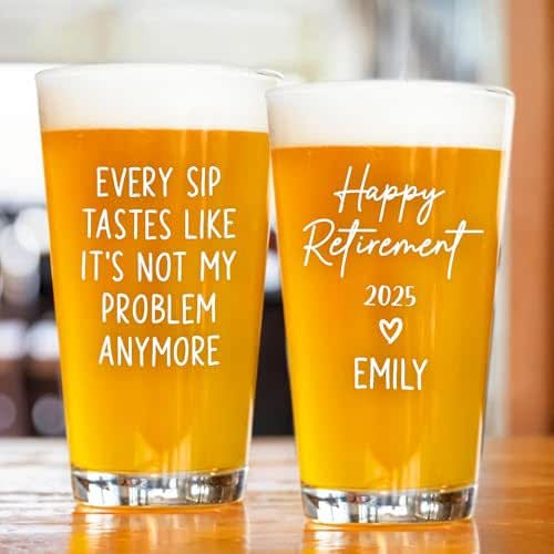 Amazon.com: Personalized Retirement Beer Glass Every Sip Tastes Like It ...