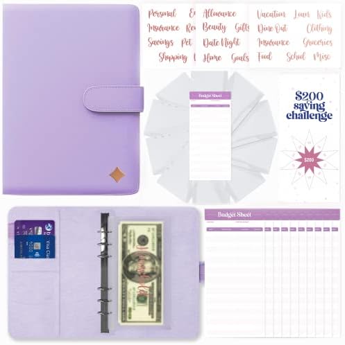Amazon.com : SOUL MAMA Budget Binder with Cash Envelopes - Purple Money ...