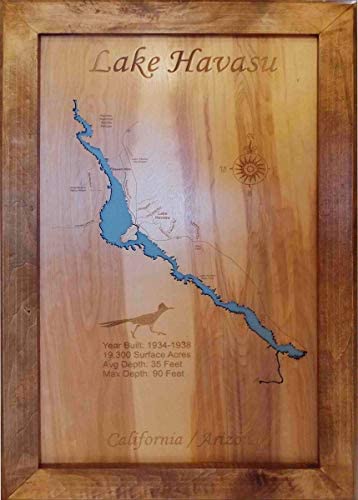 Amazon.com: Lake Havasu, California: Framed Wood Laser Engraved Map ...