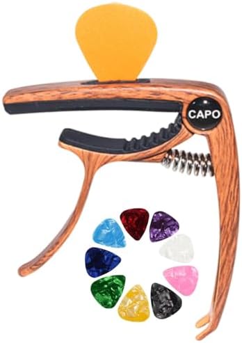 Dark Wood 3in1 Zinc Metal Capo for Acoustic and Electric Guitar ...