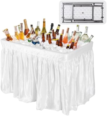 Amazon.com: KOTEK Folding Ice Cooler Table with Matching Skirt & Drain ...