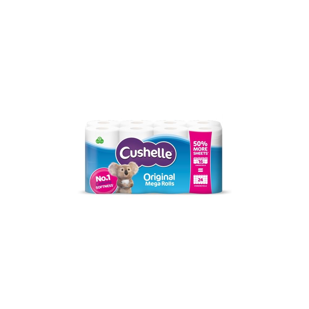 Cushelle Original Toilet Tissue, 16 Longer Lasting Rolls, 16 Equals 24 ...