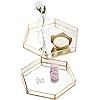 Amazon.com: Koyal Wholesale Gold Glass Mirror Hexagonal Trays Vanity ...