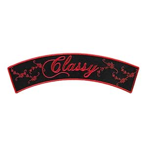 Classy Script Red Rocker Patch, Ladies Rocker Patches, Black, Women's ...