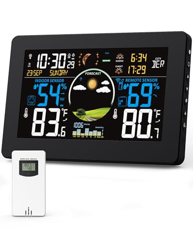 Amazon: Weather Station Wireless Indoor Outdoor Thermometer, 7.5" VA ...