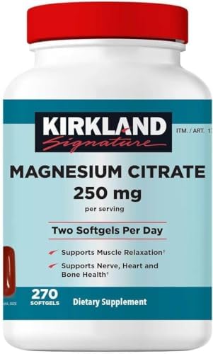 Amazon.com: Kirkland Signature Magnesium Citrate 250mg Softgels (270 ...