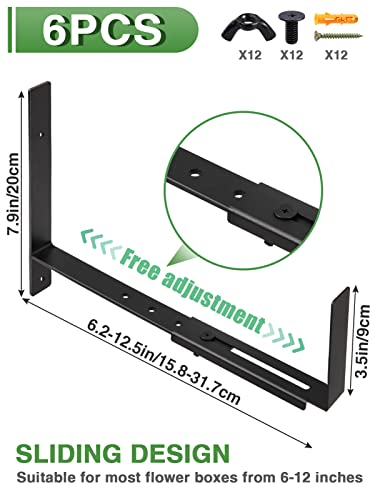 Snapklik.com : 6 Pack Adjustable Window Planter Box Brackets, Flower ...
