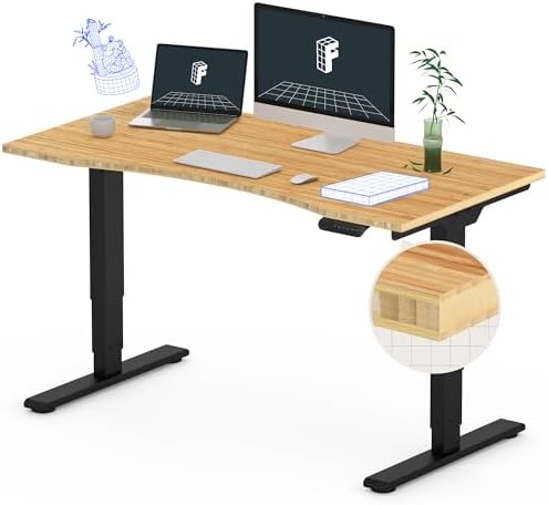 Amazon.com: FLEXISPOT Dark Bamboo 3 Stages Dual Motor Electric Standing ...