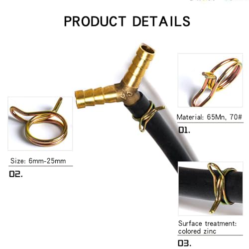 Leliafleury 30 Pcs Double Wire Spring Clips 23mm Spring Steel Hose ...