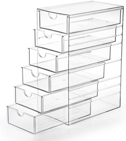 Amazon.com: Hipiwe Plastic Drawer Organizer Clear Desktop Drawers Box ...