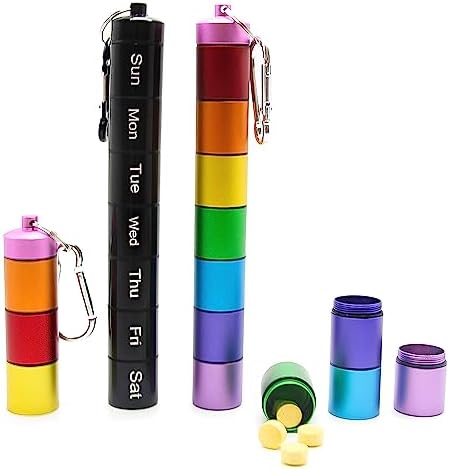 Amazon.com: 2 PCS Metal Travel Pill Organizer Large - Rainbow Weekly ...