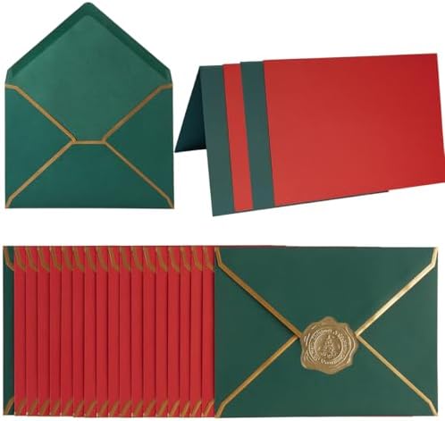 Amazon.com : 50 Pack Christmas A4 Envelopes with 4x6 Folded Cards and ...