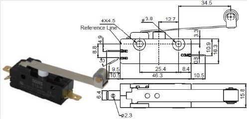 Suns S-13k Roller Lever Snap Action Micro Switch: Electronic Component ...