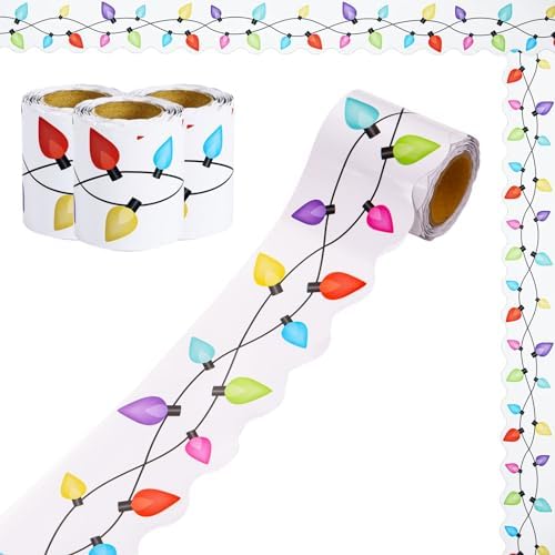Amazon.com: 99 Feet Christmas Bulletin Board Borders Paper Light Bulb ...