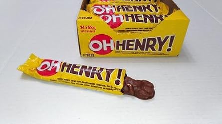 OH HENRY! Chocolatey Candy Bars with Peanut Butter, 24 Count : Amazon ...
