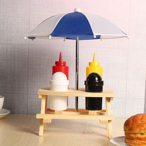 Picnic Table Parasol Pub Cruet Condiment Set Salt Pepper BBQ Sauce ...