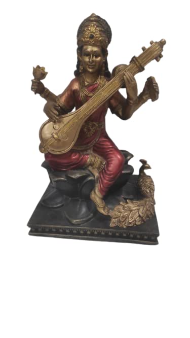 Buy TAJ Decors | Maa Saraswati Idol Sitting on Lotus Chowki Online at ...