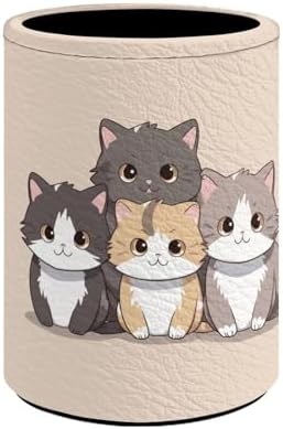 Amazon.com: Upetstory Cute Cat Pencil Holder Round Pen Cup Leather ...