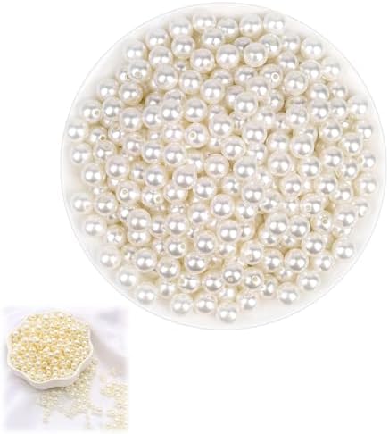 Pearl Beads for Crafting, 200Pcs Ivory Fake Pearls 6 mm Pearl Beads for ...