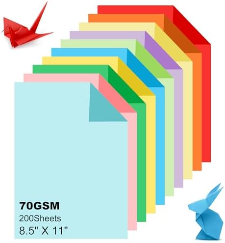 Amazon.com: 100 Sheets Colored Printer Paper, A4 Colorful Double Side ...