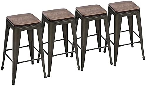 Amazon.com: Devoko Metal Bar Stools 24" Indoor Outdoor Stackable ...