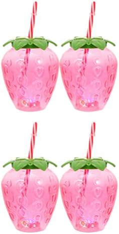 Amazon.com: Cabilock 4Sets Strawberry Cup with Straw LED Light Up Water ...