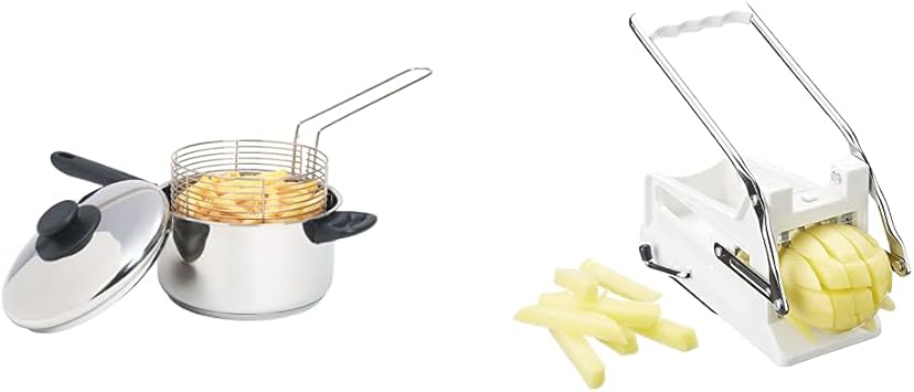 KitchenCraft Large Chip Pan with Basket and Lid, Induction Safe ...