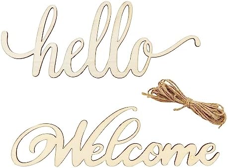 Amazon.com: 8 Pack Wood Hello & Welcome Cutouts Unfinished Wooden Hello ...