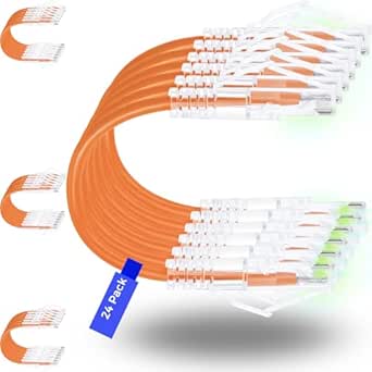 Rapink Patch Cables Cat6/ Cat6a 0.5ft (24 Pack) Slim, Cat6a Ethernet Patch Cable 10G Support ...