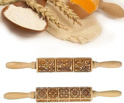 Amazon.com: rolling pins for baking,embossed pin, Engraved Embossing ...