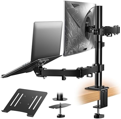 Aerostralia Dual Monitor Arm with Laptop Tray, Dual Monitor Stand Desk ...