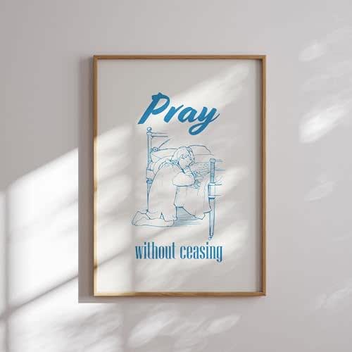 Amazon.com: Modern Blue Pray Without Ceasing Christian Quote Digital ...