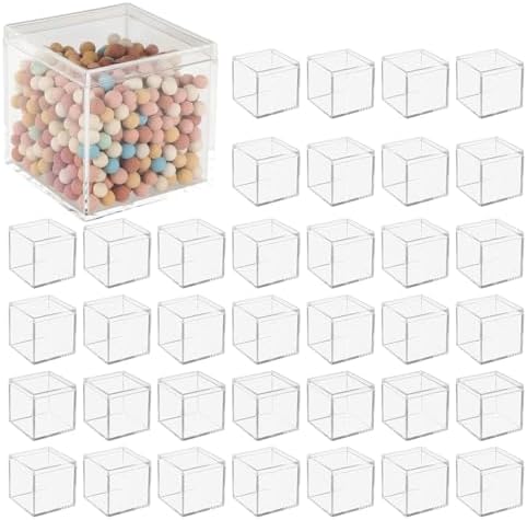 Amazon.com - Blulu 12 Pieces Clear Acrylic Plastic Square Cube Small ...